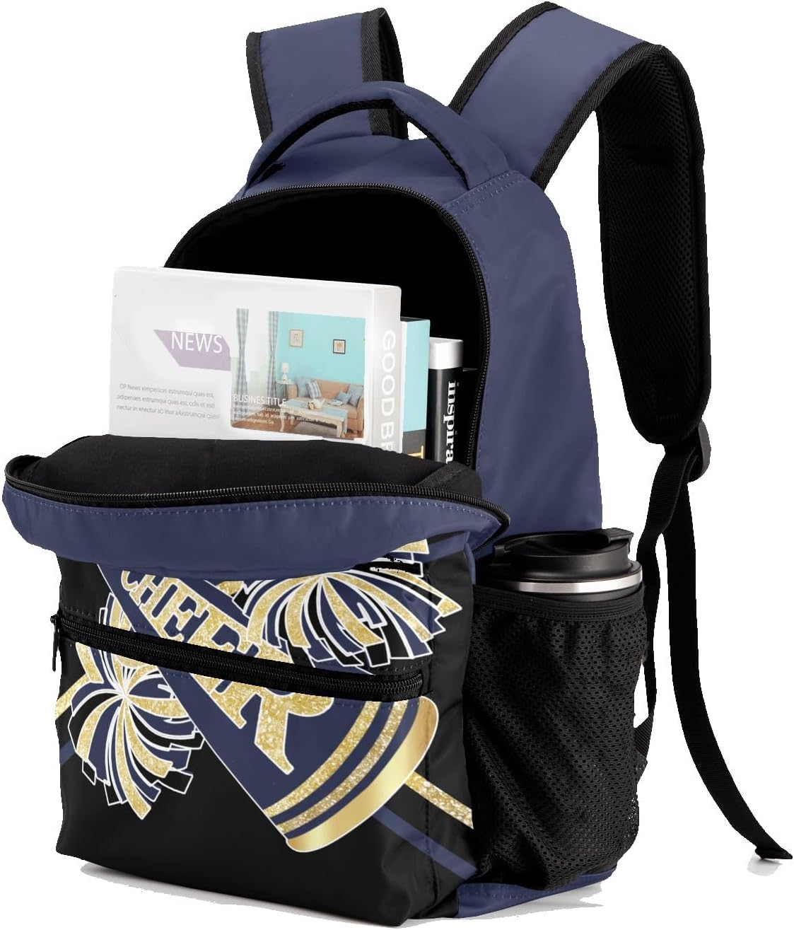 KLiHDSM Cheer Cheerleader Navy Waterproof Backpack Sport Shoulder Bag for Boys Girls