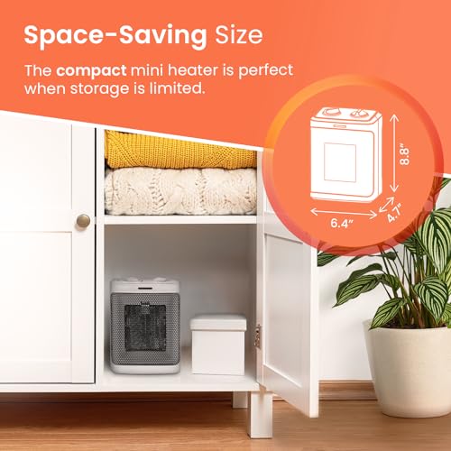 Pro Breeze Space Heater β 1500W Portable Electric Heater for Indoor Use, Ceramic Heater with Adjustable Thermostat, Small Heater for Home, Bedroom, Office, Garage with 3 Operating Modes - White