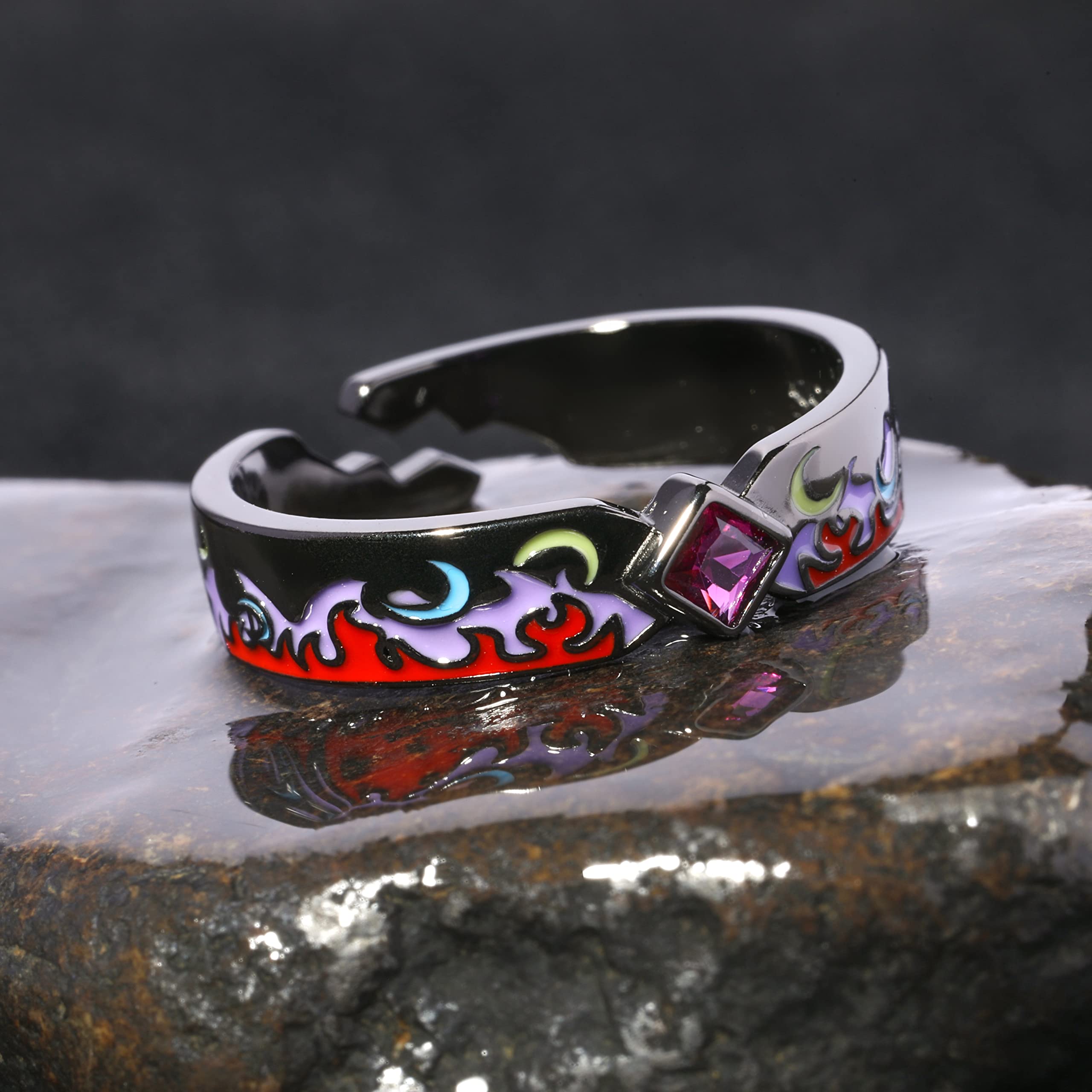 LANMENSY Demon Slayer Kokushibo Ring New Version Fashion Anime Style Jewelry Sterling Silver 925 Size Adjustable Cosplay Gift