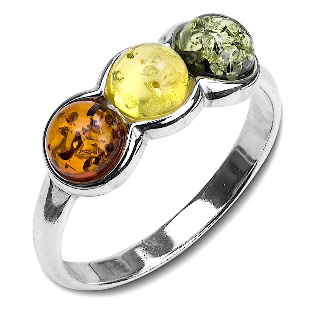 Ian and Valeri Co. Multicolor Amber Sterling Silver Triple Round Ring