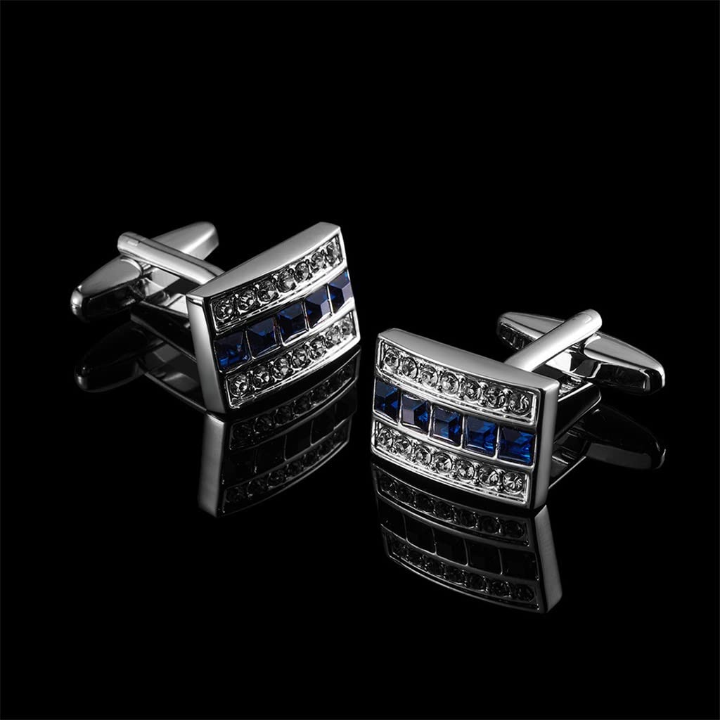 MJWDP Metal Silver Cufflinks Diamonds Men's Dress Cuff Cuff Studs French Shirt Buckle Studs (Color : A, Size : One Size)