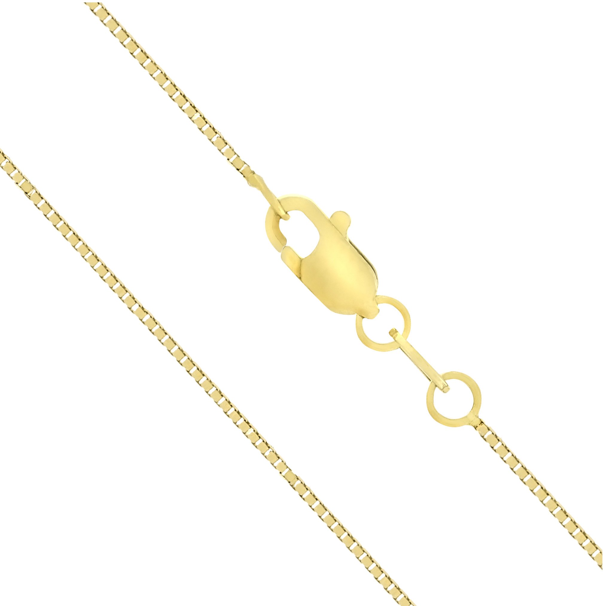 Honolulu Jewelry Company 14K Real Solid Yellow Gold 0.7mm Box Chain Necklace Lobster Clasp (16 Inches)