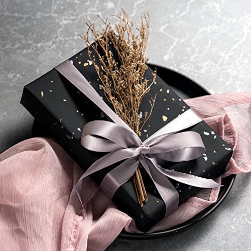 WRAPAHOLIC Wrapping Paper Roll - Mini Roll - 17 Inch X 16.5 Feet - Black Gold Foil Design with Silky Touch Perfect for Birthday, Holiday, Wedding, Baby Shower