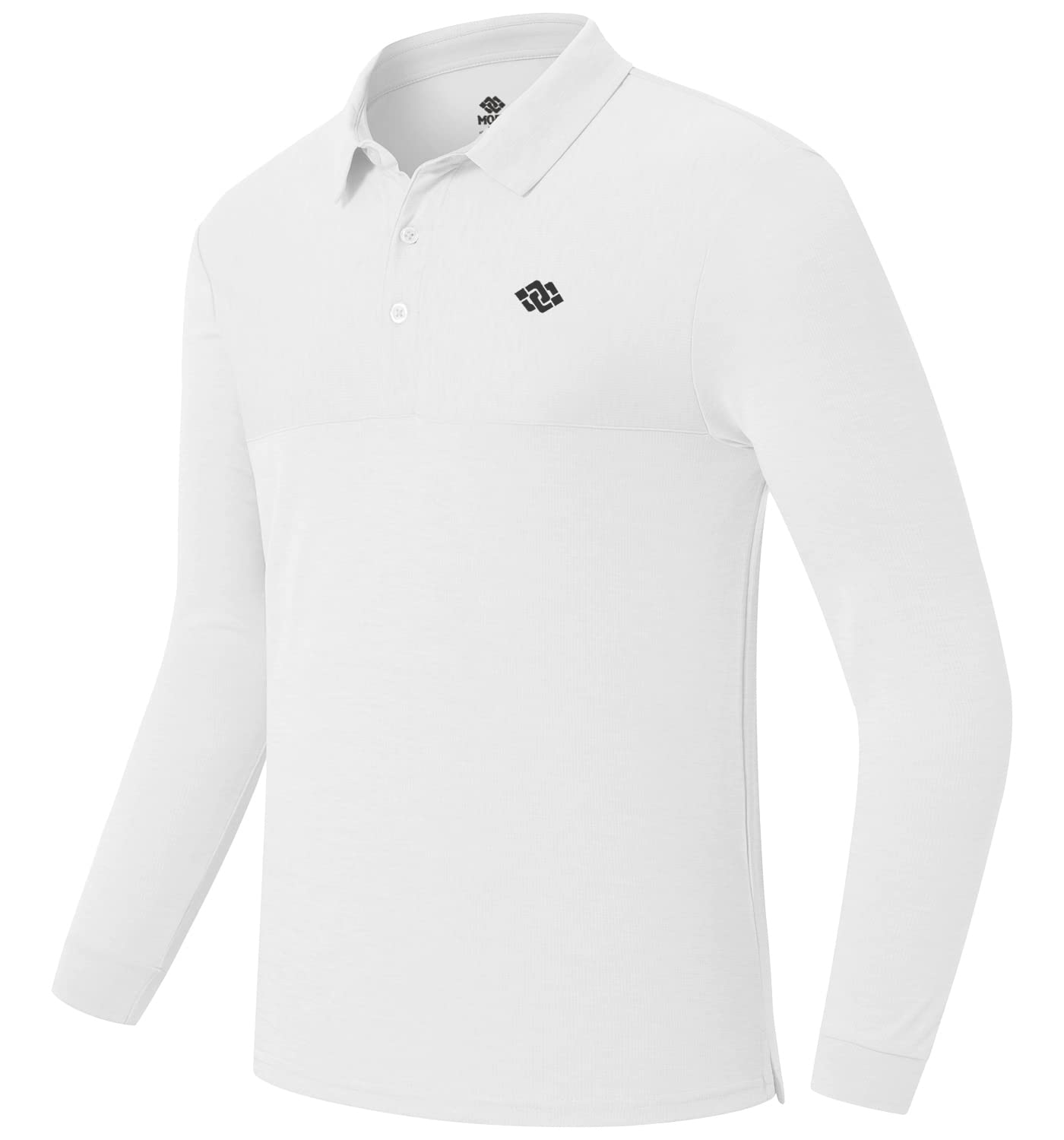 MoFiz Men's Polo Long Sleeve,Quickly Dry Fit Golf Polo Athletic Activewear Work Casual Shirts for Male Classic White X-Large