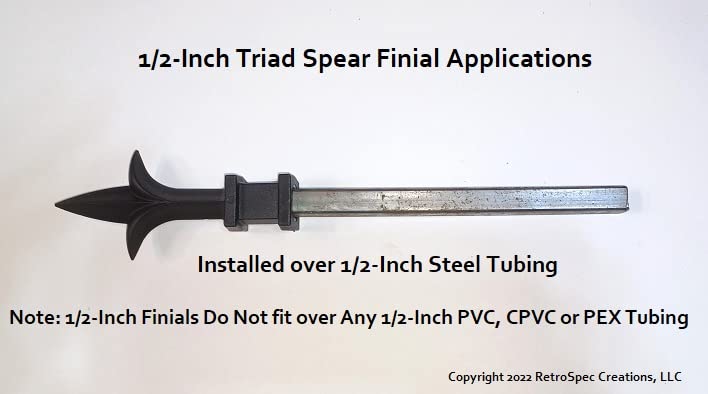 Retrospec Creations 100 Each for 1/2β Black Plastic Finial Tops for Iron Picket Fence Triad Spear β #1-50