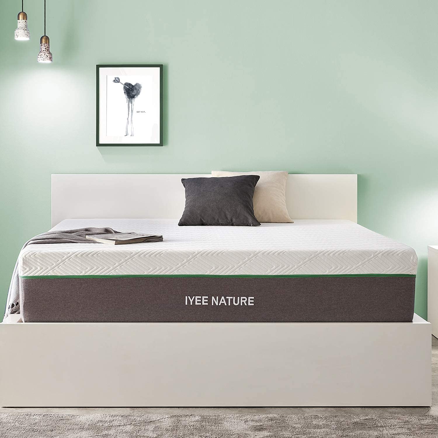 IYEE NATURE Full Size Mattress, 12 Inch Cooling-Gel Memory Foam Mattress Bed in a Box, Supportive & Pressure Relief with Soft Fabric Cover, Medium Firm Feel,Black