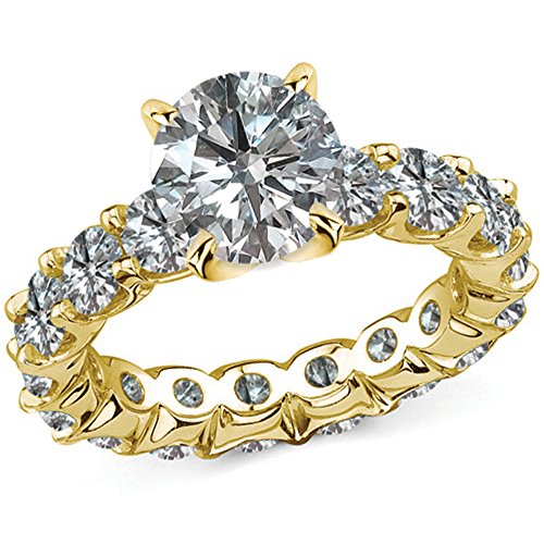 Jascina 2.00 Carat G-H Diamond Full Eternity U Band Engagement Wedding Anniversary Bridal Ring 14K Yellow Gold
