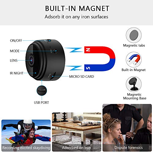 Pofeite Mini Spy Camera Hidden WiFi Small Wireless Video Camera with Full HD 1080P Audio Night Vision Motion Sensor Detection Support SD Card for iPhone Android Security Nanny Surveillance Cam