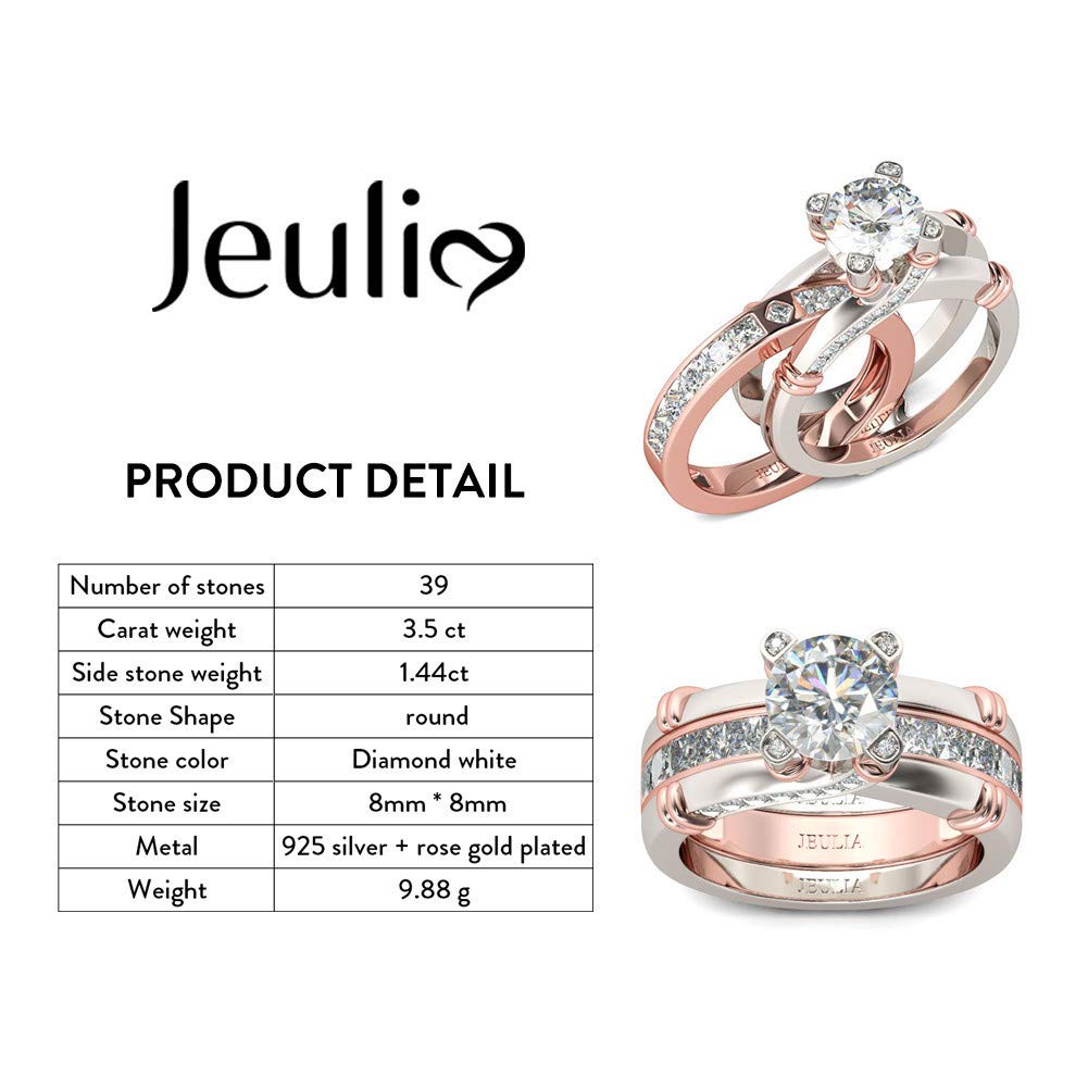 JEULIA Diamond Band Rings for Women cz Sterling Silver Interchangeable Ring Sets Wedding Engagement Anniversary Promise Ring Bridal Sets