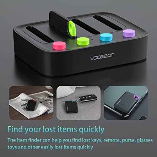 Vodeson Key Finder Tv Remote Control Finder, That Make Noise 80db No Smartphone Needed Wireless Rf Item Locator Device,Tracker Transmitter 4 Receivers for Finding Wallet,Tablets,Glasses,Kids Toys