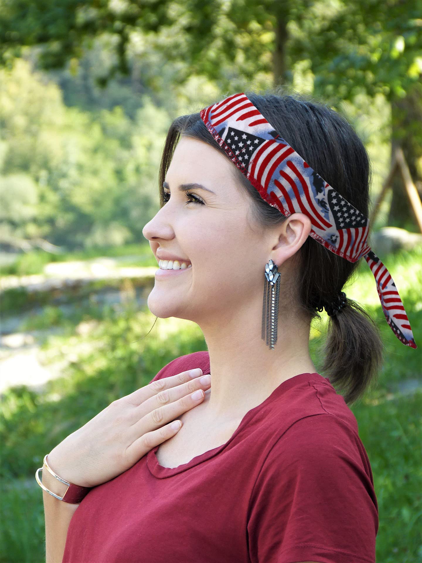 July 4th Gel Cooling Head Band, USA American Flag, 4-Pack by Iconikal