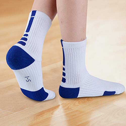 JHM boys Athletic Sport Team Basketball Soccer Crew Socks, 6 Pairs Color#1, 8-11 Years