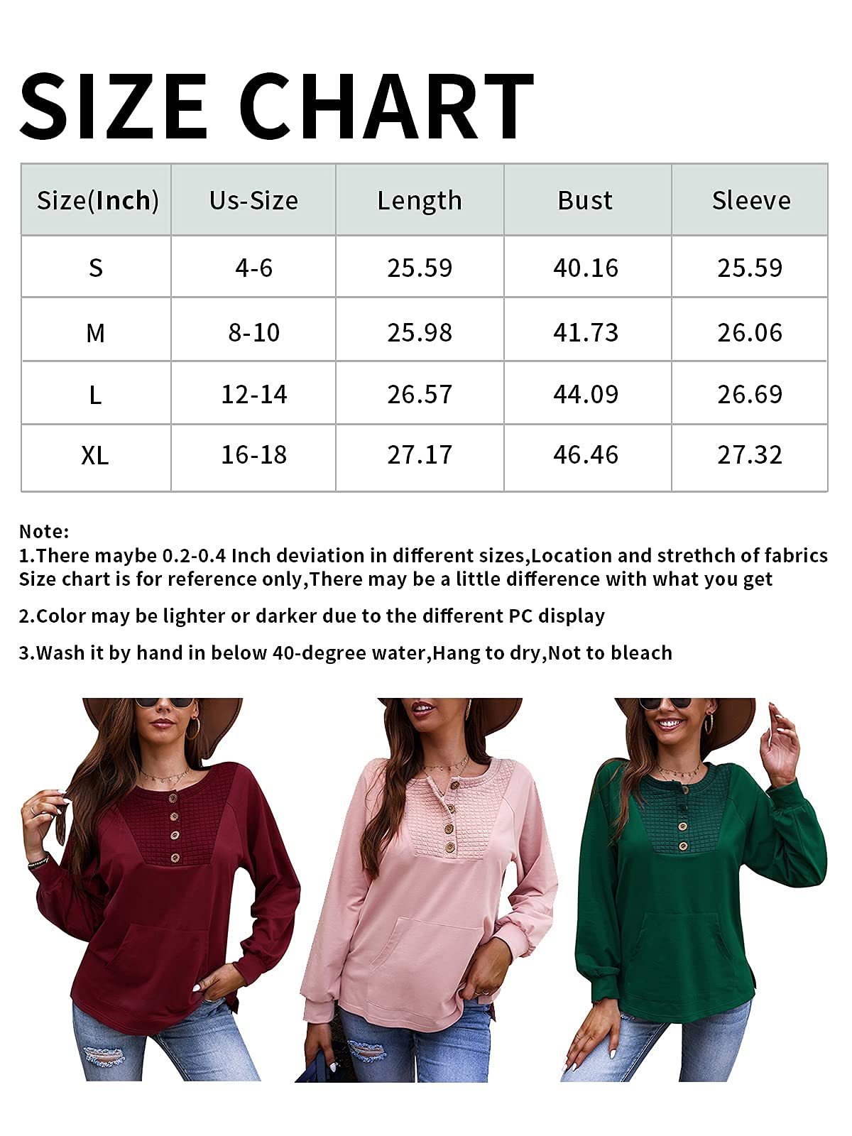 LANREMON Womens Button Up Tunic Tops Long Sleeve Sweatshirts Casual Crewneck Pullover with Pockets Dark Gray L