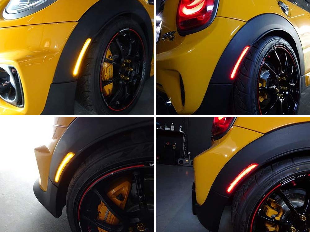 iJDMTOY Smoked Lens Amber/Red Full LED Side Marker Light Kit Compatible With 2002-2008 Gen1 MINI Cooper R50 R52 R53, Powered by Total 120-SMD LED, Replace OEM Sidemarker Lamps