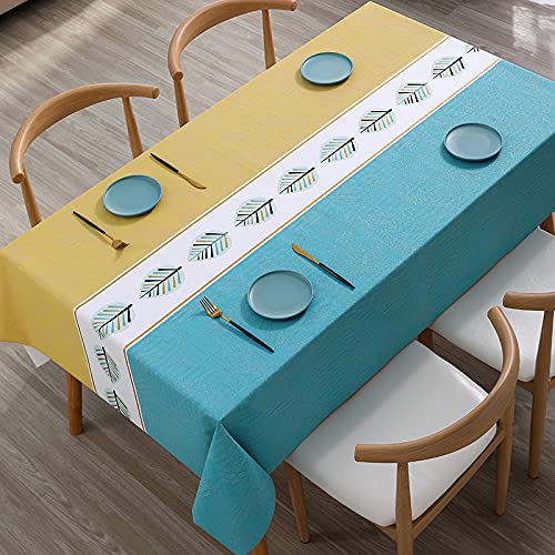 MLQL Nordic Style Tablecloth Blue Geometric Waterproof Dining Table Cover Wedding Reception Rectangular Table Cover Home Decoration A8 140x210cm