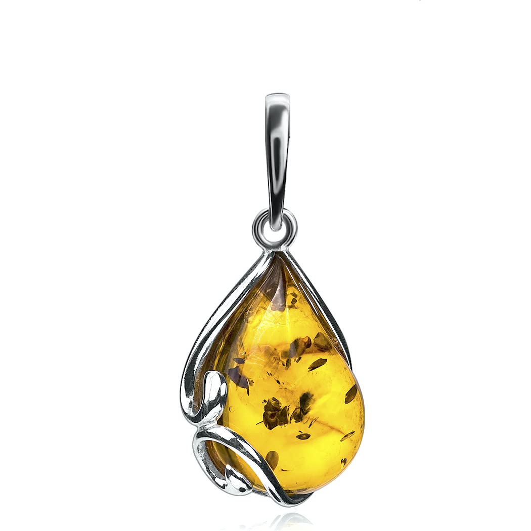 Ian and Valeri Co. Amber Sterling Silver Drop Pendant