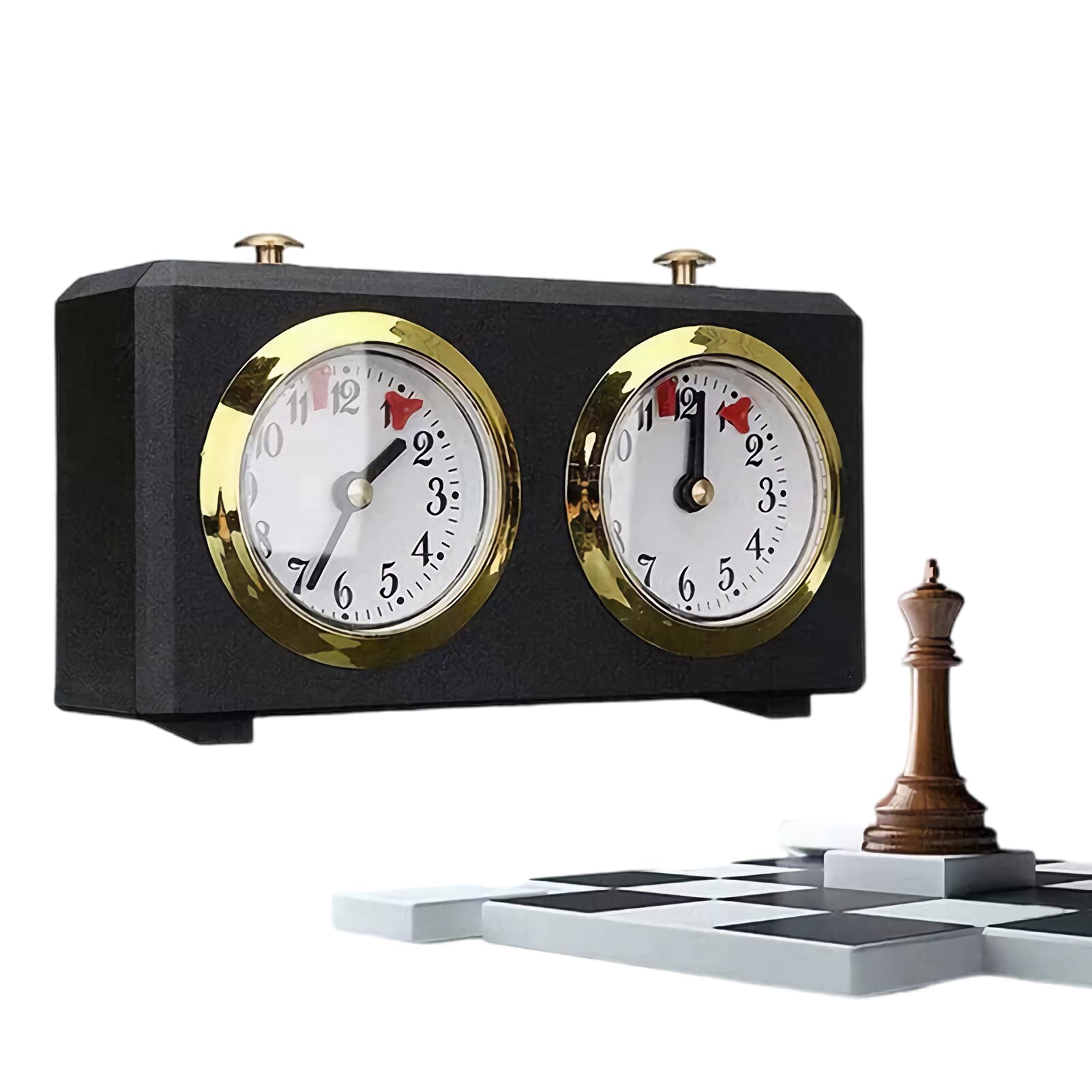 Qlisytpps Analog Chess Clock Timer Mechanical Chess Timer Professional Competition I-GO Count Up Count Down Timer, Analog for Chess Board Games International Chess & I-GO No Battery Needed