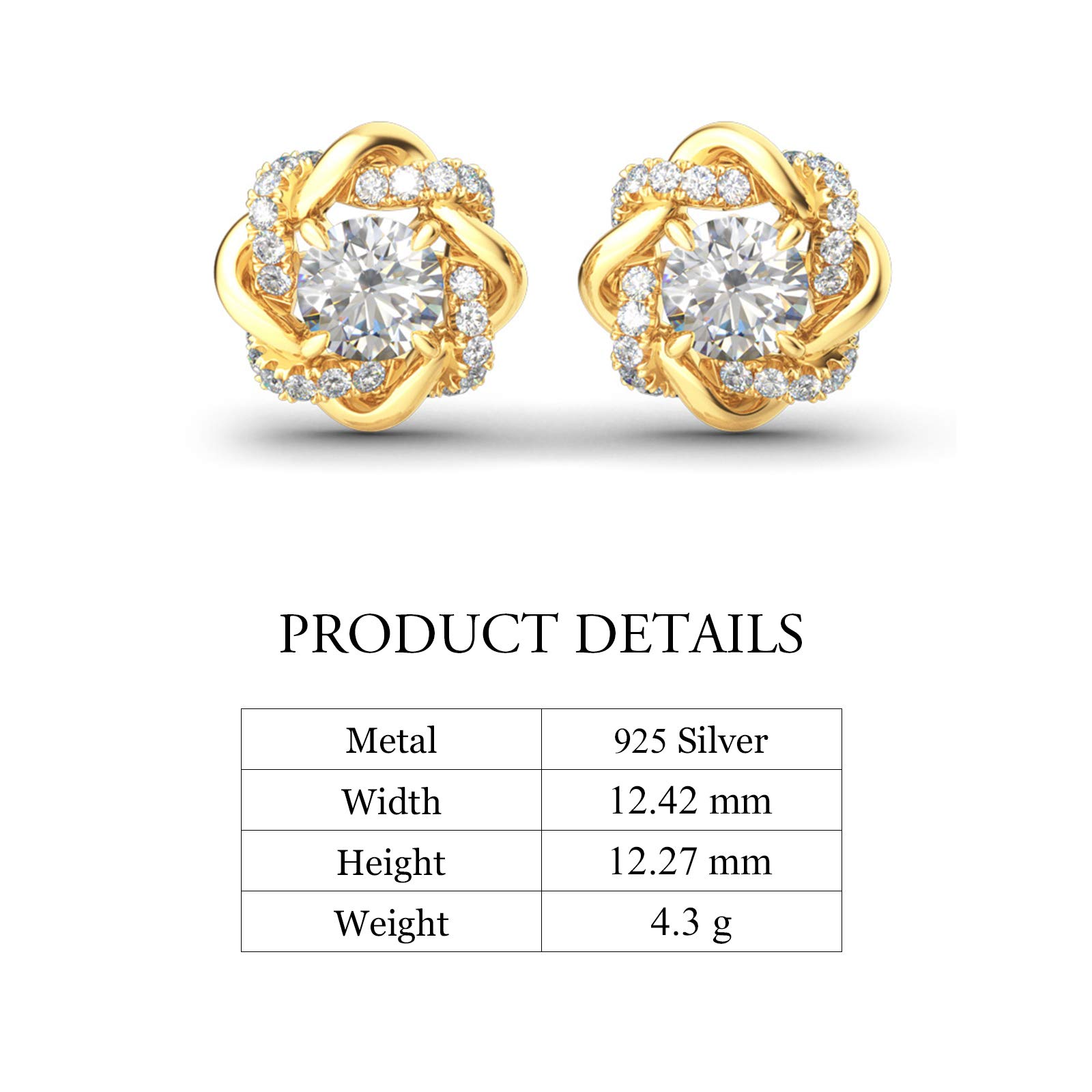 Jeulia Love Knot Earrings 925 Silver Stud Earrings Romantic Halloween Jewelry Gifts Anniversary X-mas Birthday Gift