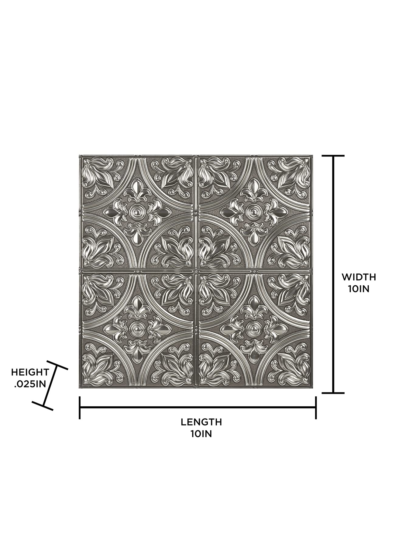 InHome NH2986 Chelsea SSilver Peel & Stick Tin Tiles, Metallic