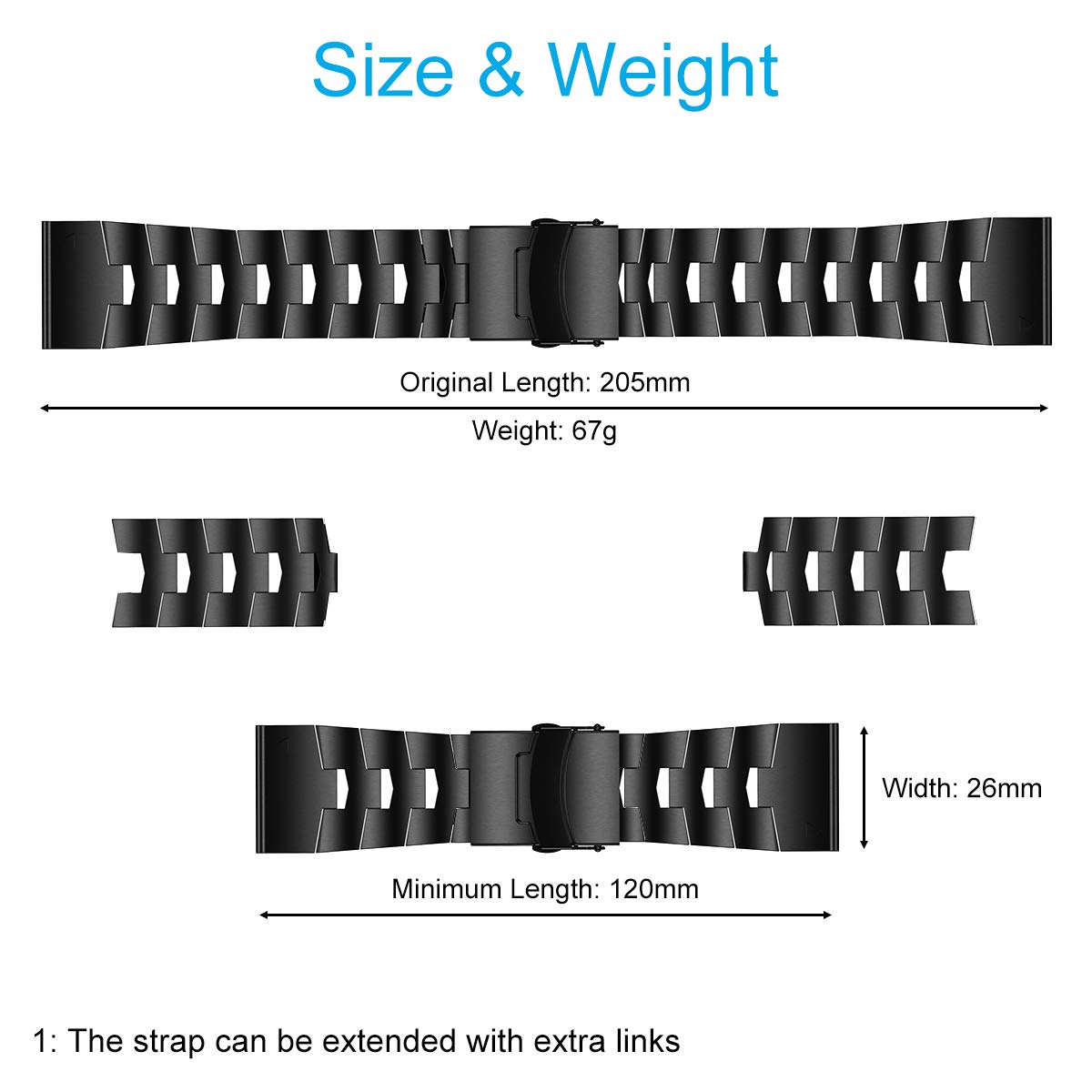 LDFAS Fenix 7X/6X/5X Plus Band, 26mm Vented Titanium Metal Quick Fit Watch Strap with DLC Coating Version Compatible for Garmin Fenix 7X/6X Pro/5X Plus/Tactix 7 Delta/Enduro 2 Bnads, Black