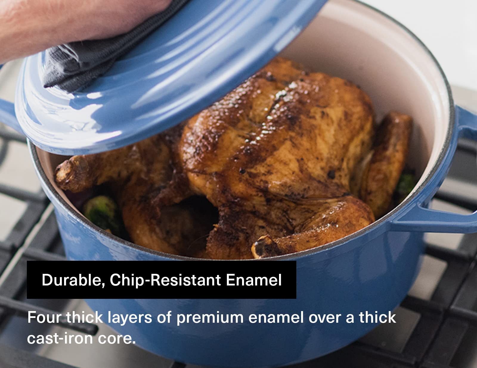Misen Enameled Cast Iron Dutch Oven - Premium Quality Thick Core | Chip-Resistant Enamel Coating | Versatile Multi-Purpose Shape | Wide Handles for Easy Handling | Ideal for Everyday Cooking | 7QT I Blue
