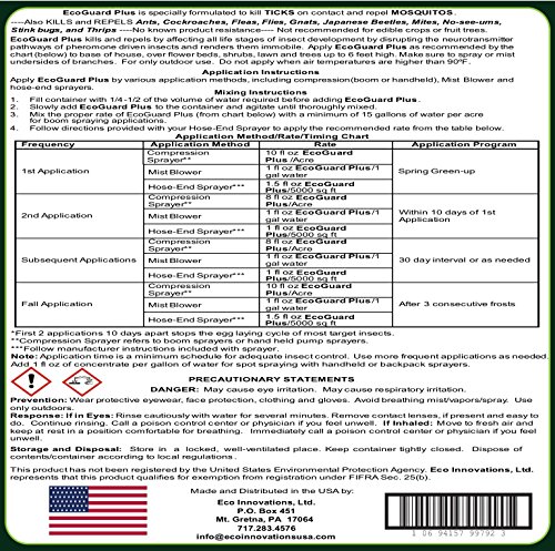 Tick & Mosquito Outdoor Plant Based Insect Control. Natural Spray Kills & Repels Harmful Bugs. Safe Insecticide Treatment for Kids, Pets, Plants β Applies Easy β Eco Innovations, EcoGuard Plus, 16 oz