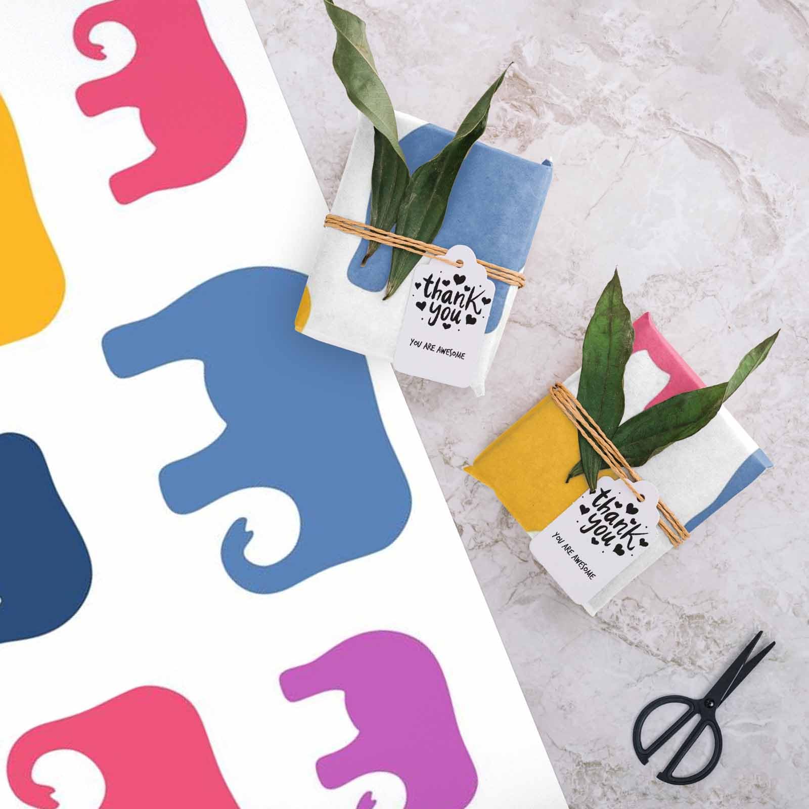InterestPrint Colorful Elephant Gift Wrapping Paper Unique Design for Christmas Birthdays and Party 5 Pieces