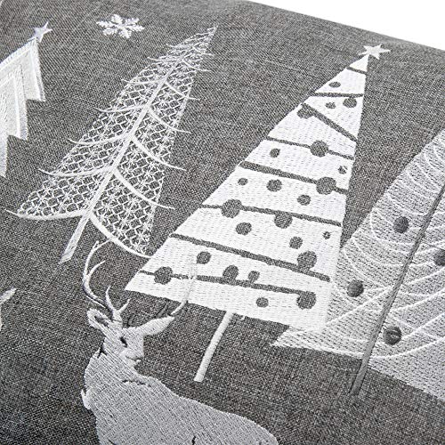 JWH Trees Pillow Covers Decorative Deer Embroidered Accent Pillow Case Snowflake Cushion Christmas Pillowcase for Farmhouse Home Bed Couch Decor Sham 14x20 Inches Grey White