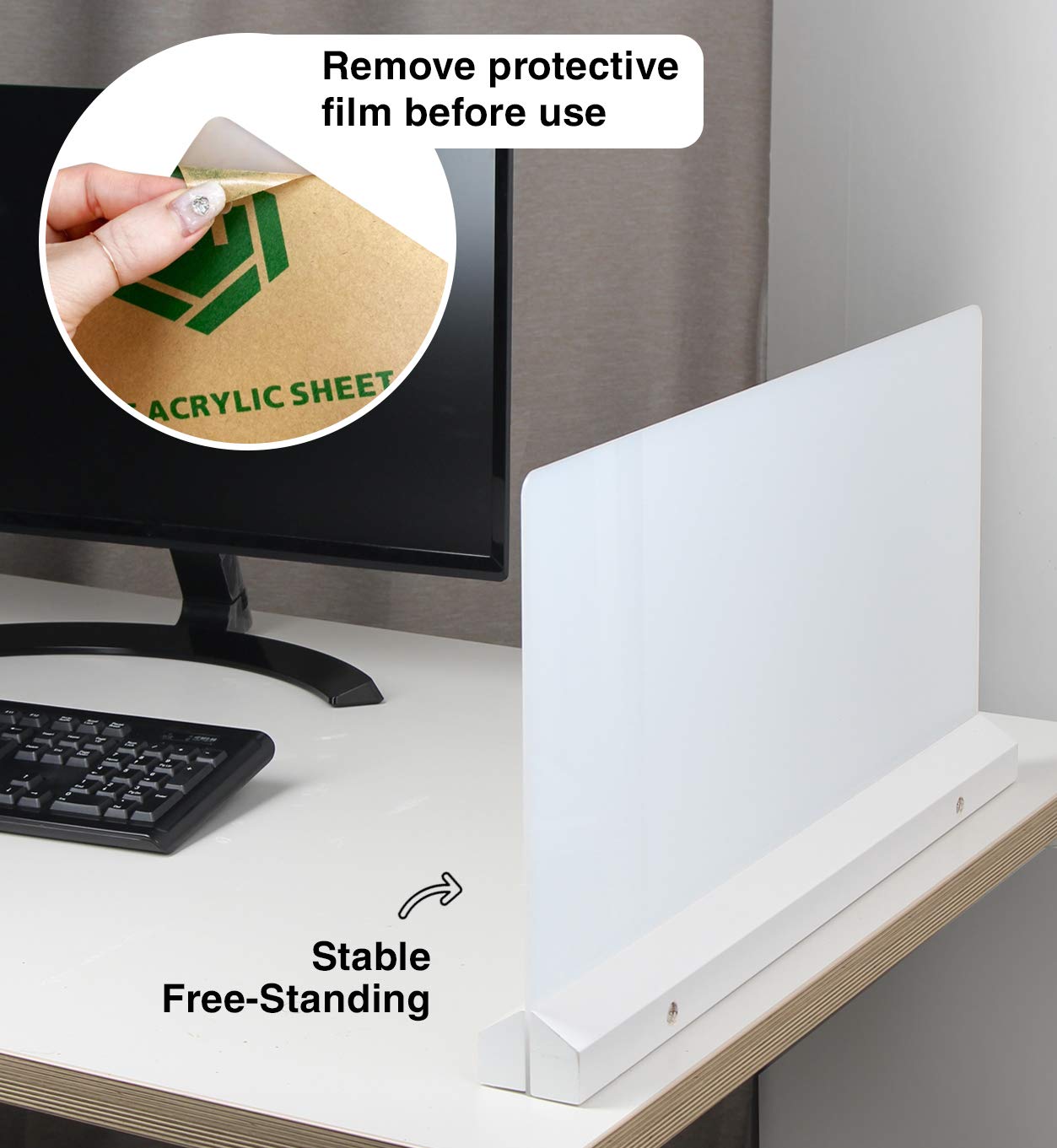 J JACKCUBE DESIGN Acrylic Desk Divider, Office Partition Board, Privacy Panel, Desktop Accessories for Classroom Cubicle Table White Boards 23.03 x 17.91 inches -MK529A