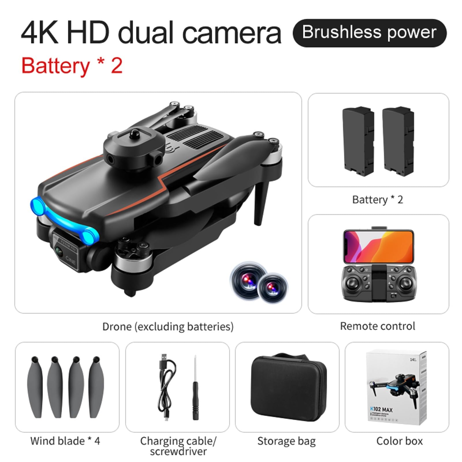JFFQAA Aerial Photography Drone,Foldable Drone for Adults Beginner,RC Quadcopter with 4K FPV Camera,Altitude Hold, Gravity Sensor,Smart Return Home,Gesture Control,One Key Take Off/Landing(Black)
