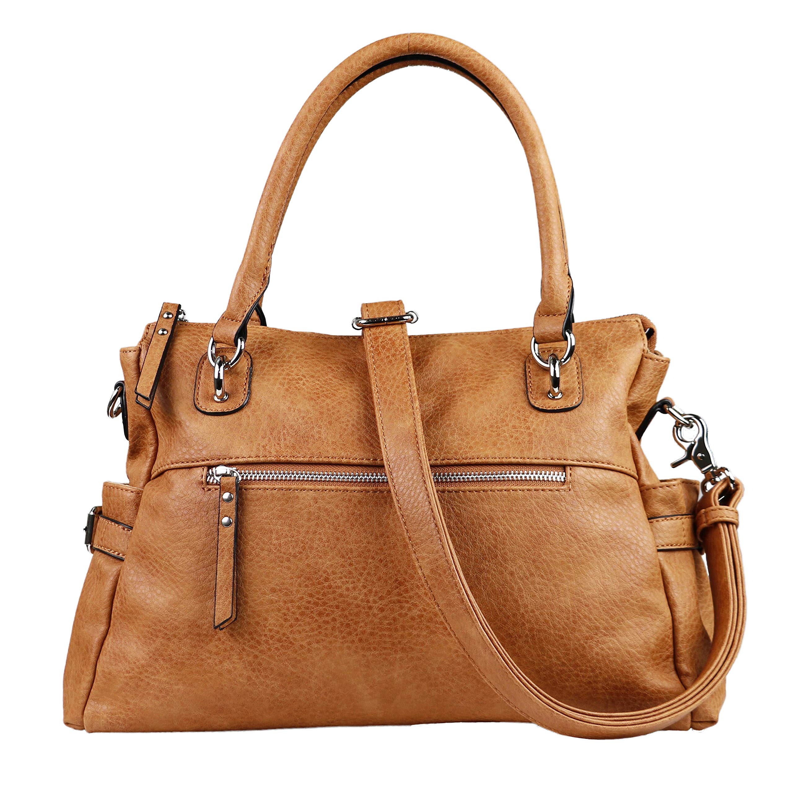 Lady Conceal Concealed Carry Jessica Satchel Crossbody Womens Concealed Carry Purse, Universal Gun Holster, YKK Locking - Cinnamon