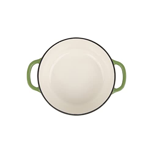 Larder & Vine Enameled Cast Iron Dutch Oven with Lid - Oversized Handles, Dome Lid, Dutch Oven for Sourdough Bread Making β 5.7QT/5.4L - (Okra)