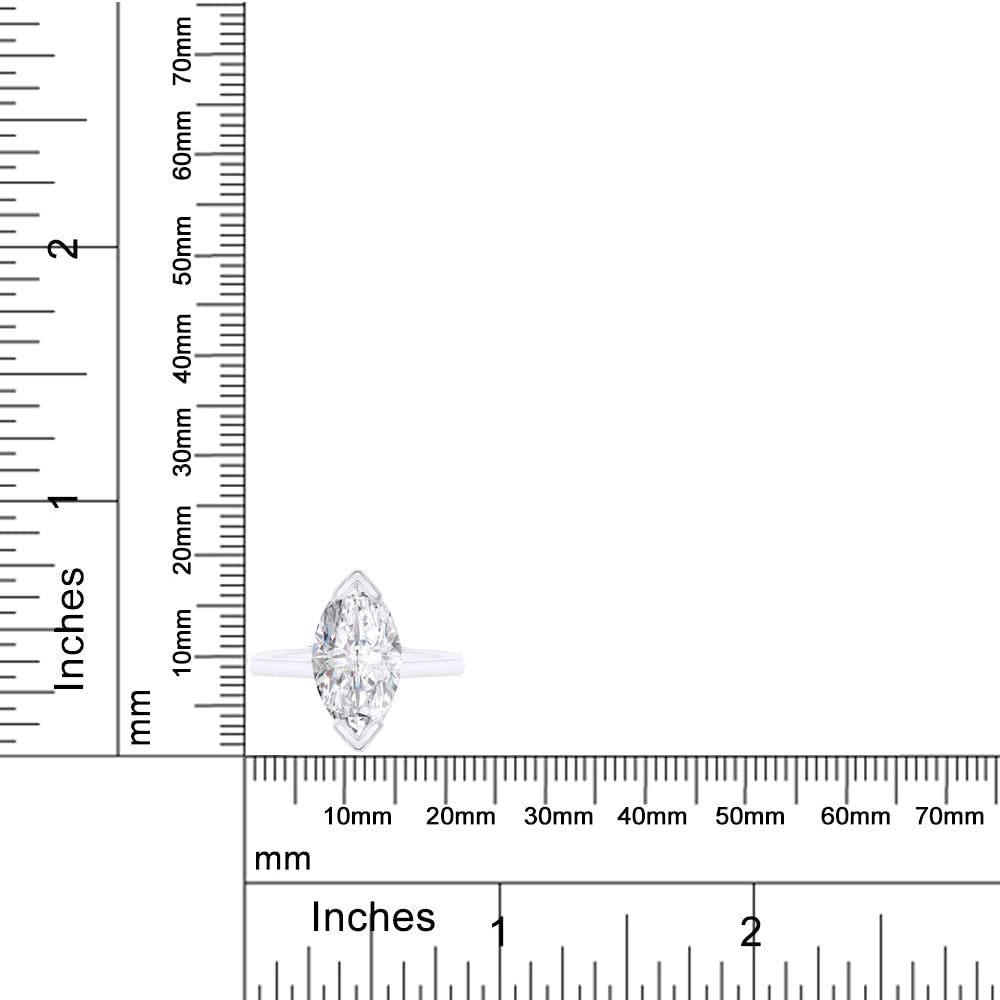 Jewel Zone US 4 1/2 Carat Marquise Cut White Cubic Zirconia Solitaire Engagement Ring In 14k White Gold Plated 925 Sterling Silver (4.50 Cttw) Ring Size - 5