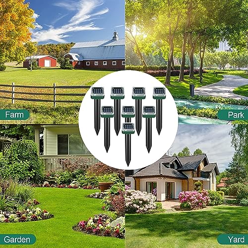 Solar Mole Repellent Ultrasonic Repellent Powered 8 Pack, Outdoor Waterproof Lawn Garden for Get Rid of Mole, Gopher, Snakes, Vole and Other Underground Pests, Green