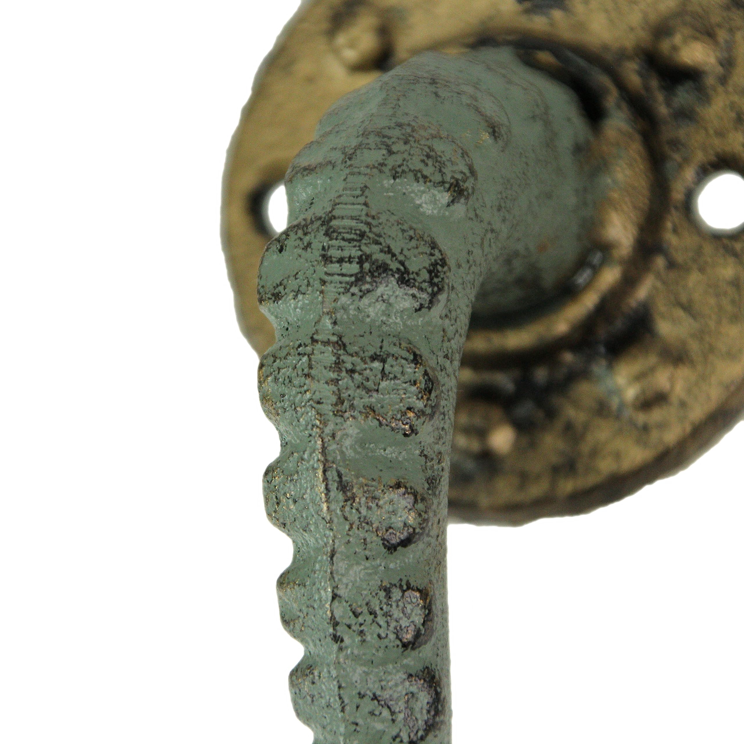 Zeckos Set of 3 Verdigris Bronze Cast Iron Octopus Tentacle Wall Hooks: Nautical Key Hangers, 4.5 Inches High - Easy to Install - Enhance Your Decor with Coastal Charm