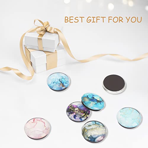 WWW 12Pcs Glass Strong Magnetic Refrigerator Magnets,Marble Crystal Fridge Magnets Decoration for Home,Office Whiteboard,Cabinet,Dishwasher, Locker(Round/30mm)