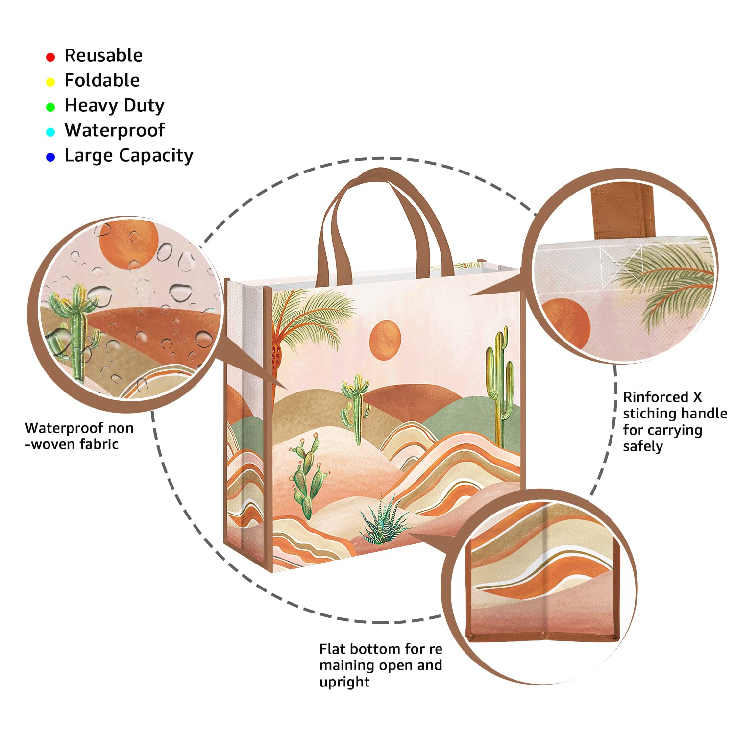NymphFable 5 Pack Gift Bags Medium 17.7 * 15 * 5 inches Reusable Party Gift Bags Tote Bags for Birthday Wedding Party Favour Present Wrap with Handles