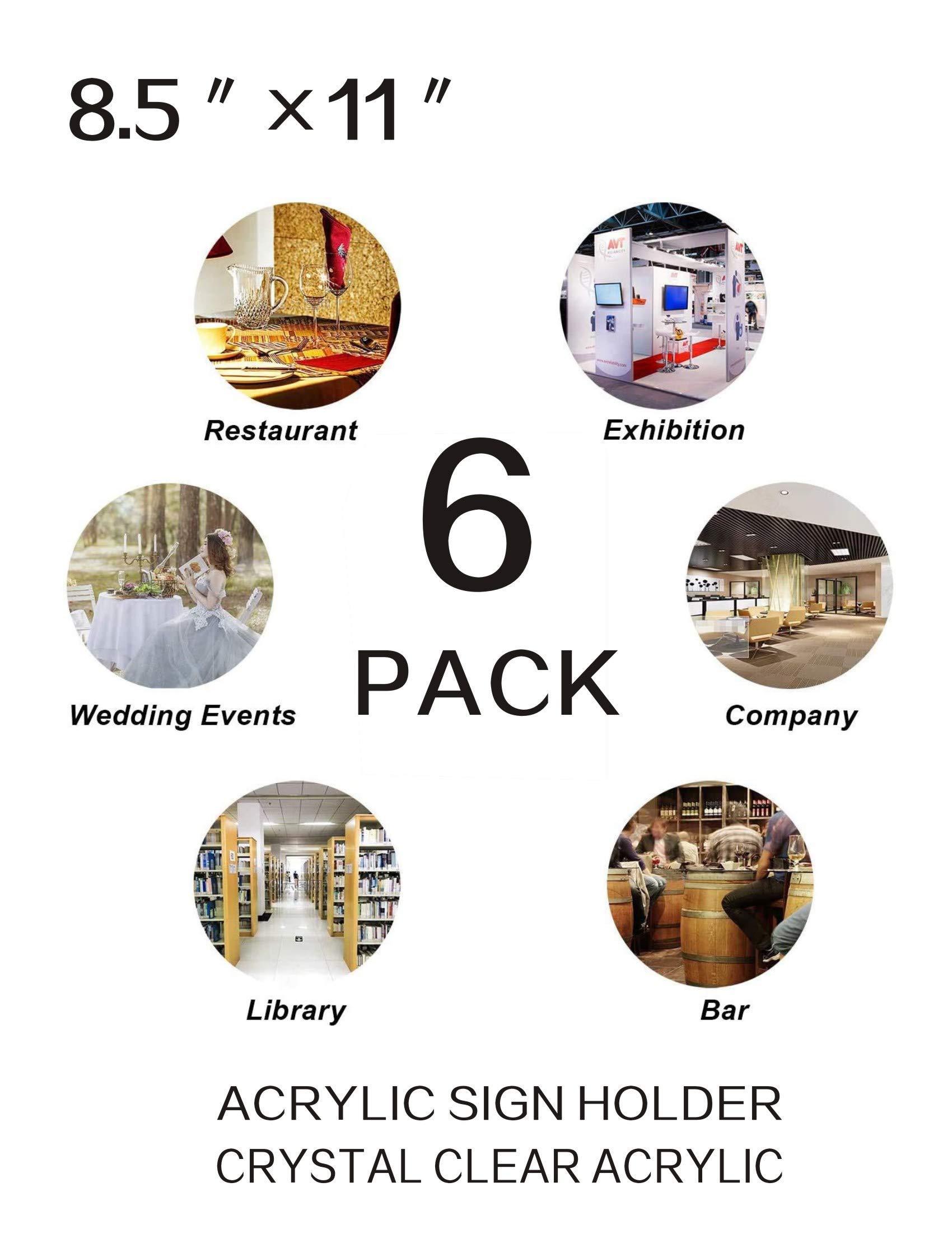 ikgopiz Acrylic Sign Holder 8.5 x 11-Acrylic T-Shaped Desktop Display Stand, Sign Holder,Menu ad Frame. Suitable for Restaurants, Promotions, Photo Frames, Events, Meetings (6 Pieces)