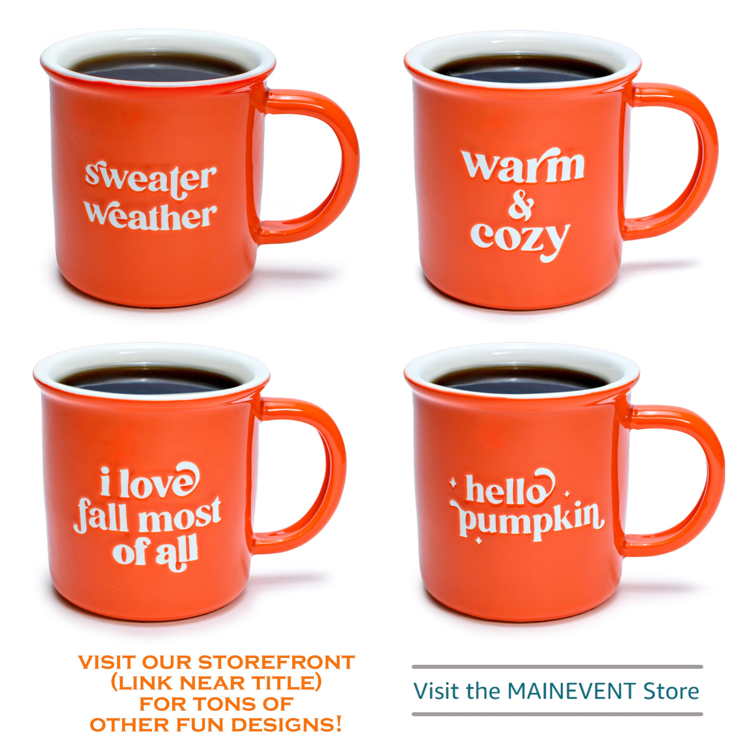 MAINEVENT Hello Pumpkin Fall Mugs 11 Ounce, Hello Pumpkin Coffee Mugs Fall, Hello Pumpkin Fall Coffee Mugs, Hello Pumpkin Holiday Mugs, Orange