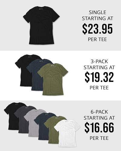 INTO THE AM Premium Men's Fitted Crew Neck Plain Essential Tees 3-Pack - Modern Fit Fresh Classic Short Sleeve T-Shirts for Men (Black/Charcoal/Olive Green, Large)
