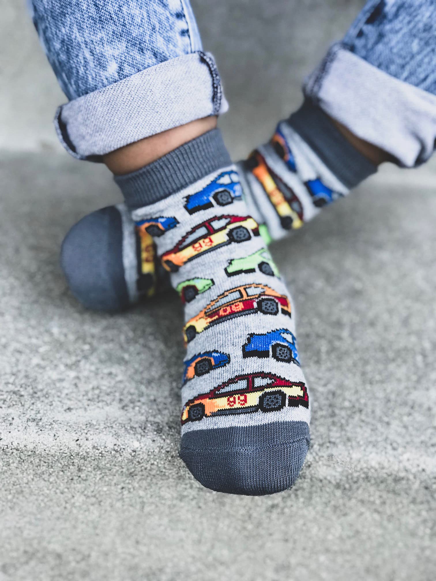 Jefferies Socks Boys Speedy Car Pattern Crew Socks 3 Pair Pack, Speedy, X-Small
