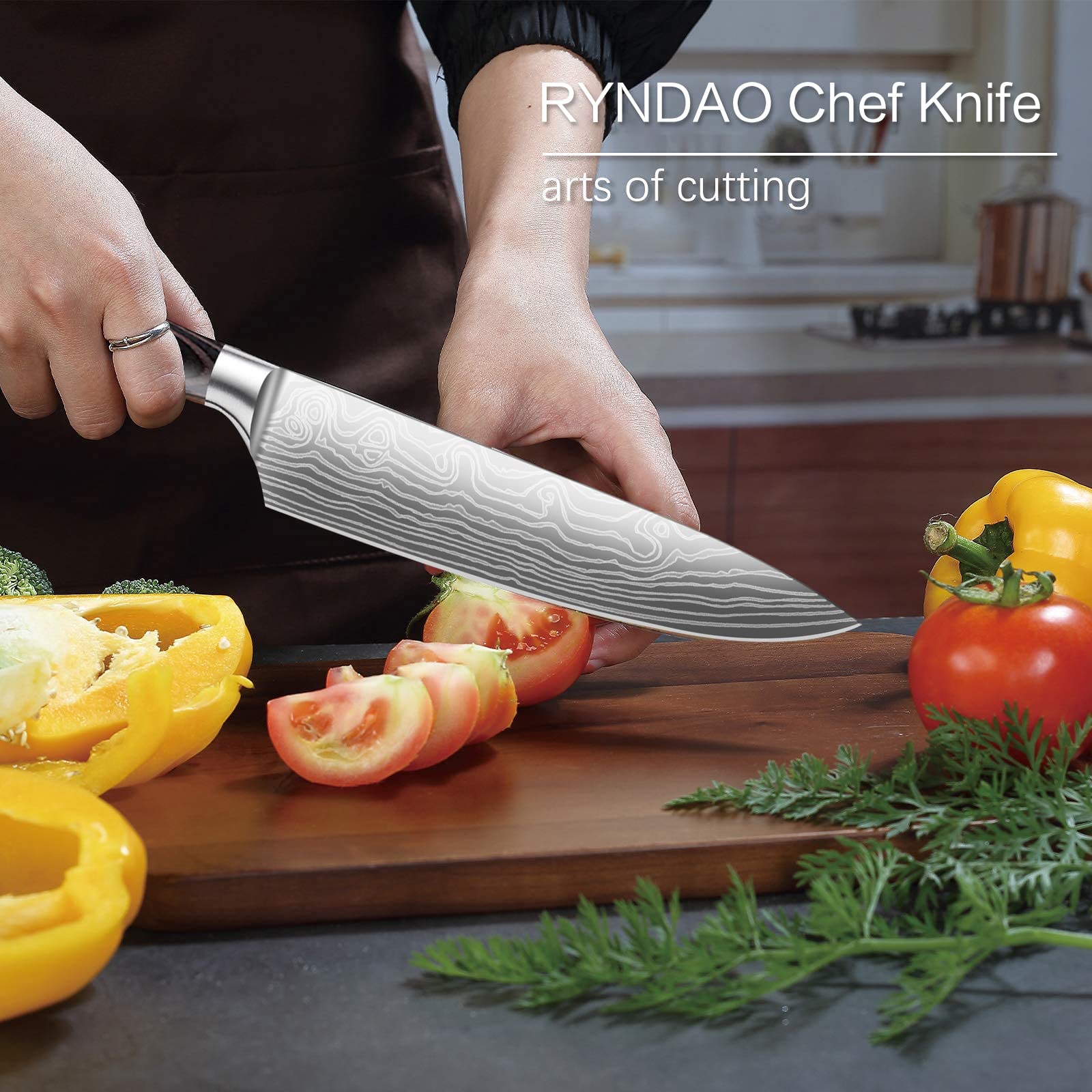 RYNDAO Chef Knife, 8 inch Professional Kitchen Knife, High Carbon Stainless Steel Sharp Chef's Knife with Ergonomic Handle and Gift Box for Family & Restaurant