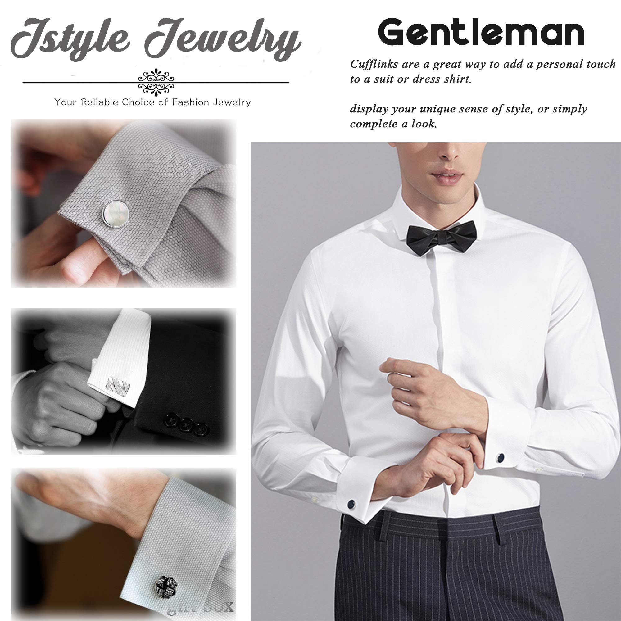 Jstyle 6Pairs Classic Cufflinks Set for Men Wedding Bussiness Cufflink Shirts Mens Jewelry With Gift Box