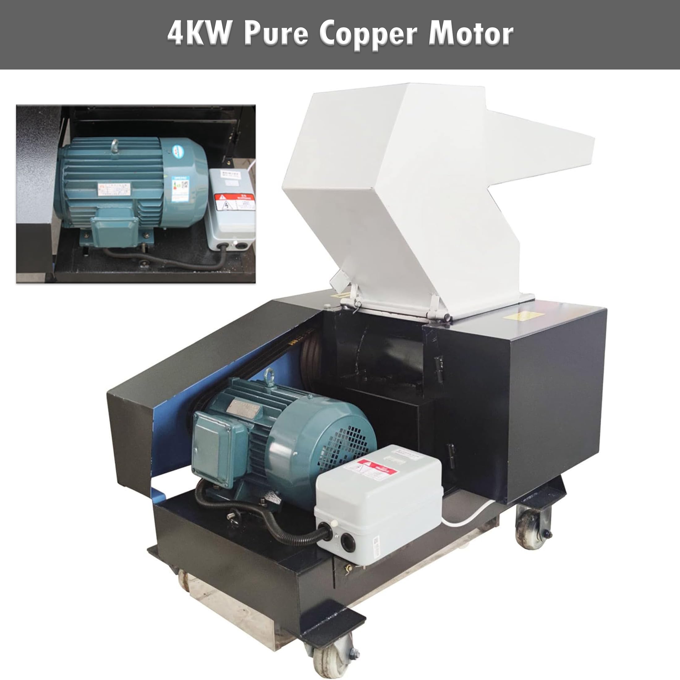 INTSUPERMAI 7.5KW Electric Chipper Plastic Shredder Granulator Heavy Duty Disintegrator for Wood, Nylon Products, Paper,Aluminum Bottle 220V Machine