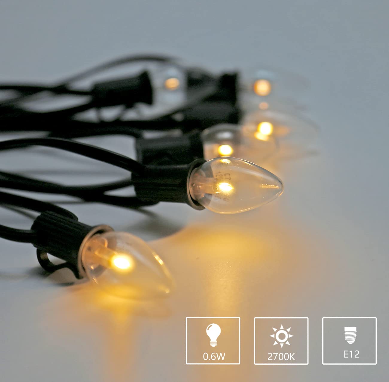 LED Night Light Bulb, C7 E12 LED Bulbs Candelabra Light Bulbs, 0.6 Watt Equivalent 7W Incandescent Bulb, Warm White 2700K, Window Candles & Chandeliers Replacement Bulb, 6 Pack, Halloween Christmas