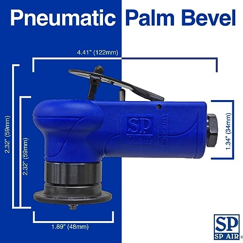 SP Air Mini Pneumatic Straight Chamfer Cut Portable Handheld Beveling Tool for 45-degree arc burr trimming, Inner Hole and Metal Edge Deburring| Blue, (SP-7252F-V2)