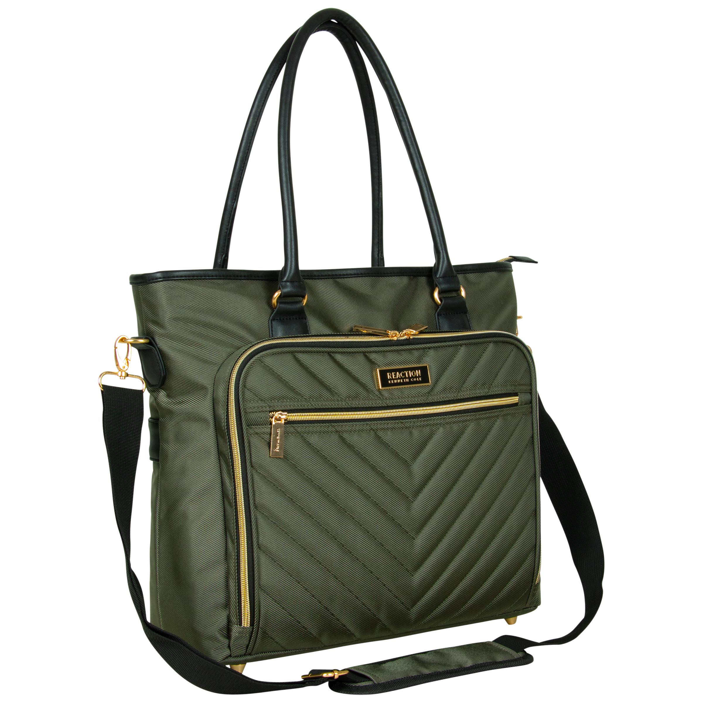 Kenneth Cole Reaction Chelsea Chevron 15" Laptop & Tablet Business Tote W/Removable Shoulder Strap, Olive