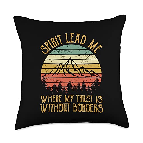 Vintage Retro by 4Do Limited Spirit Lead Me Where My Trust is Without Border Christian Throw Pillow, 18x18, Multicolor