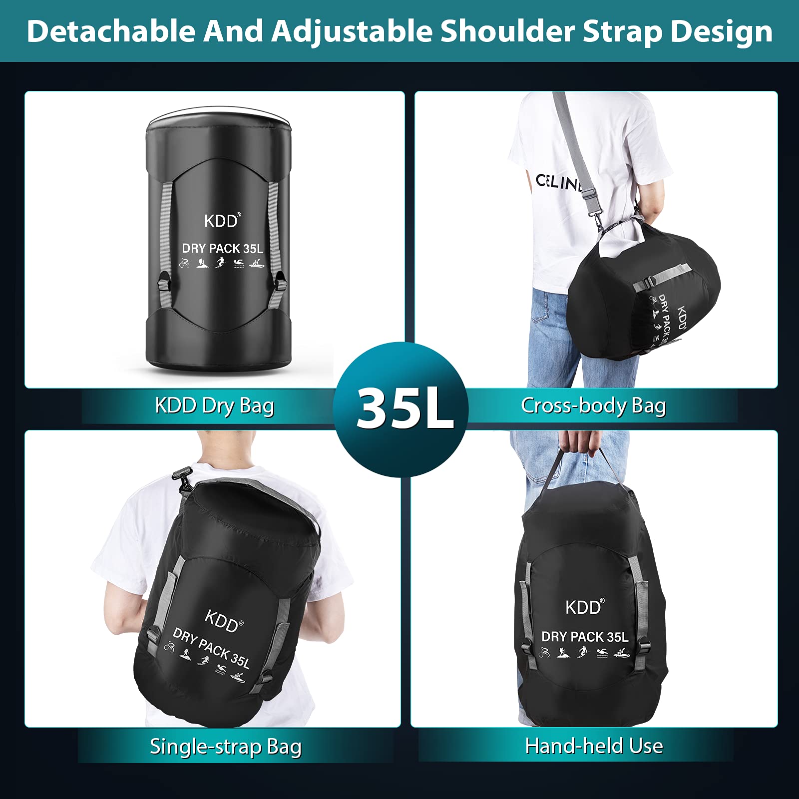 KDD Dry Bag Waterproof - 35L Ultra Lightweight Waterproof Backpack Floating Dry Bag - Roll Top Keeps Gear Dry for Kayaking, Boating, Hiking, Camping, Climbing, Travel, Beach