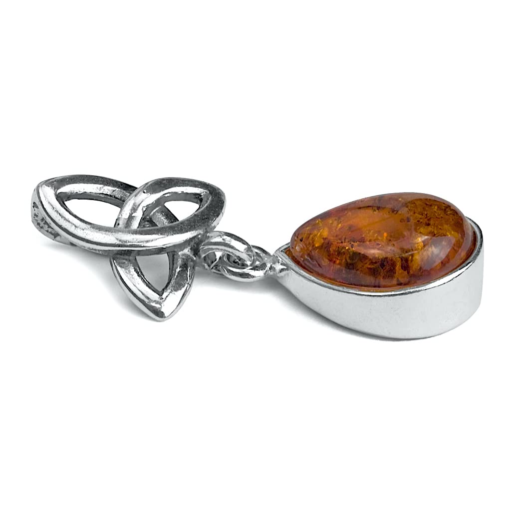 Ian and Valeri Co. Amber Sterling Silver Celtic Drop Pendant
